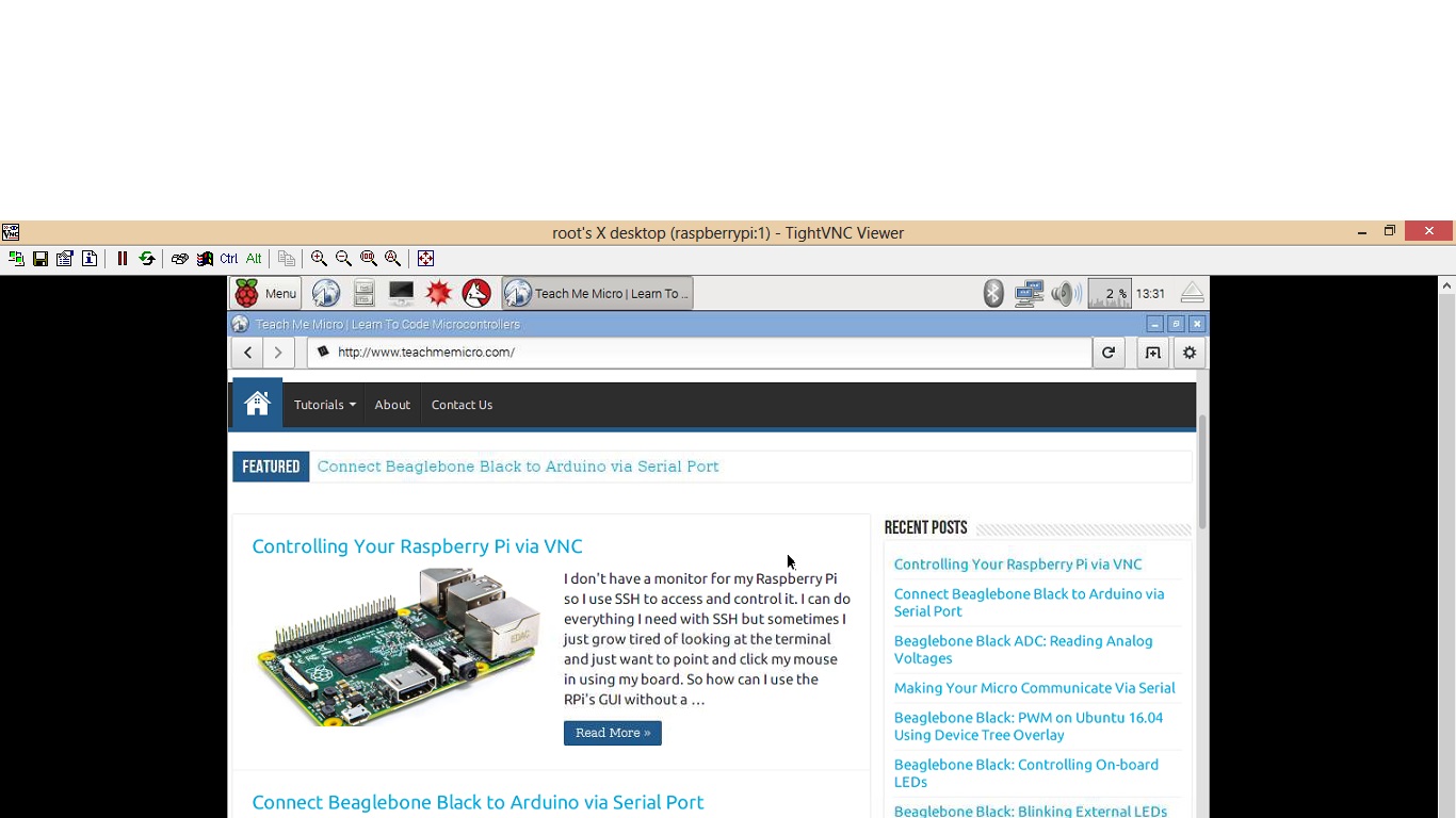 tightVNC-rpi-browser | Microcontroller Tutorials
