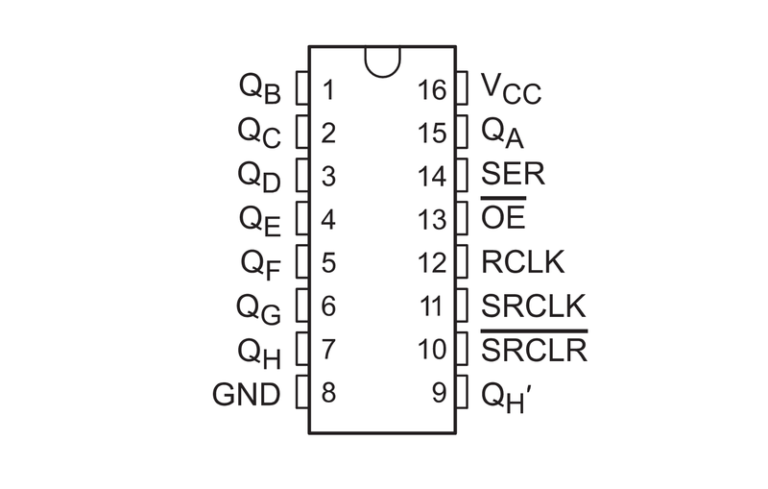 74HC595_pinout | Microcontroller Tutorials